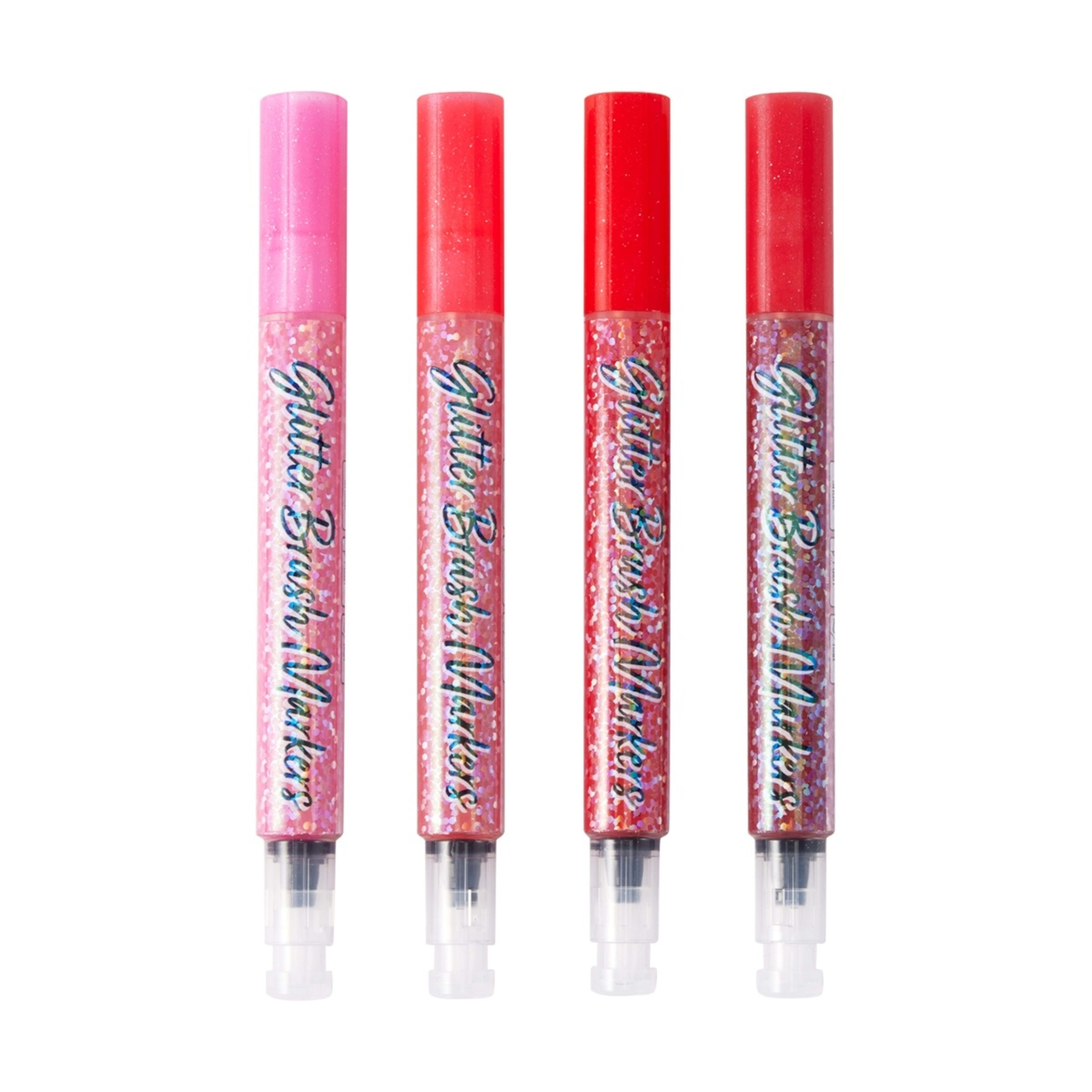 4 Pack Glitter Brush Markers - Pink - Kmart