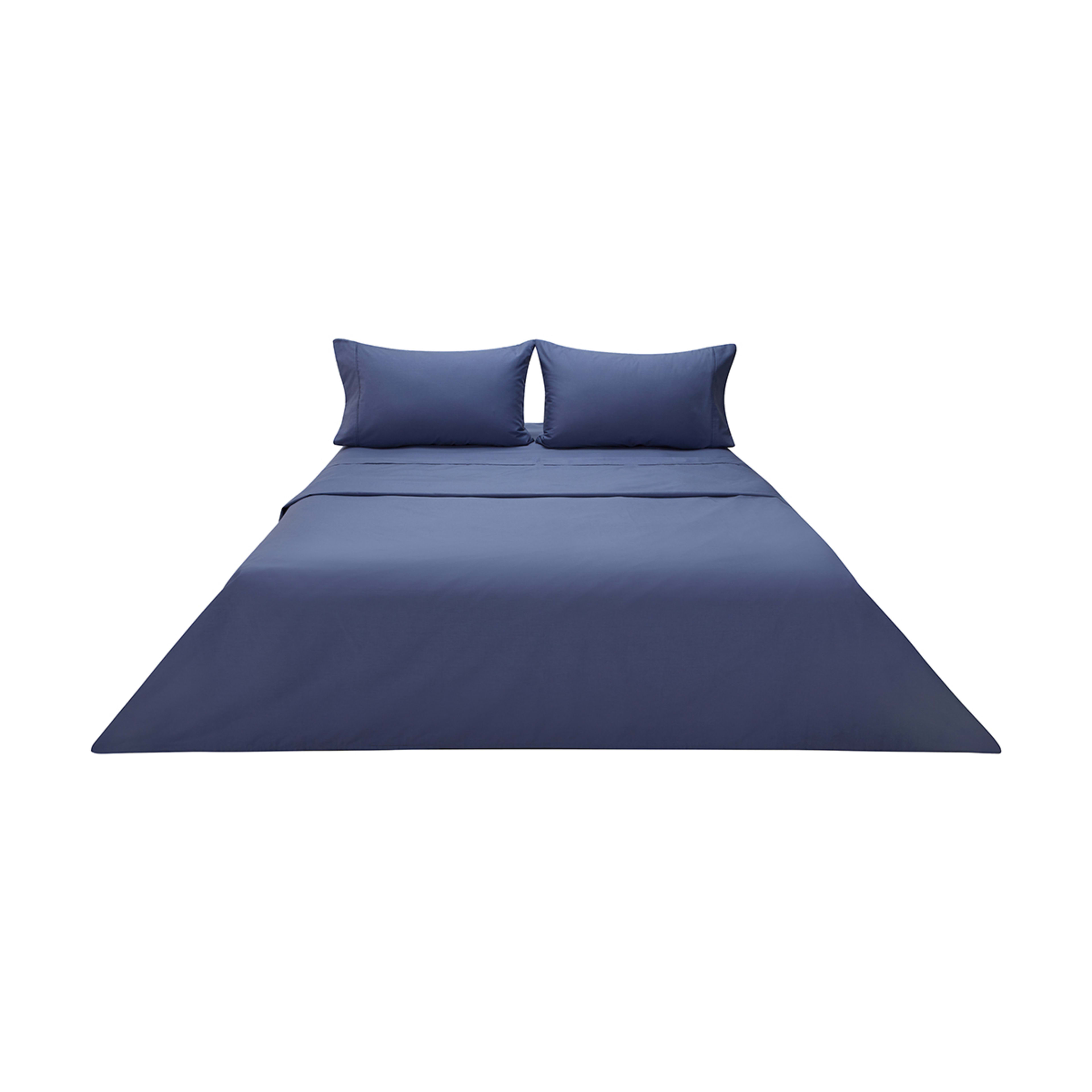 180 Thread Count Sheet Set - Double Bed, Mid Blue - Kmart