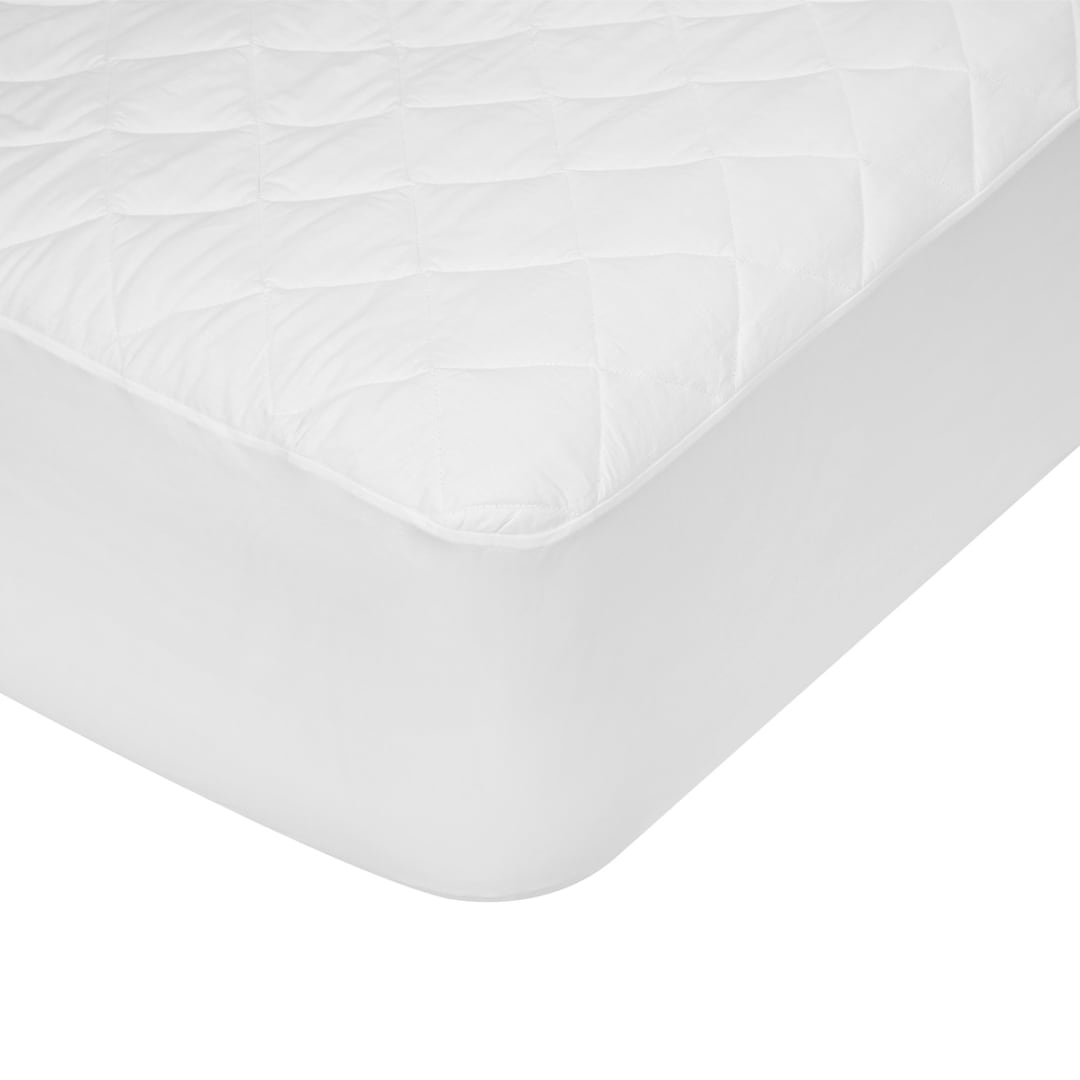 Cotton Top Fitted Mattress Protector - Single Bed, White - Kmart