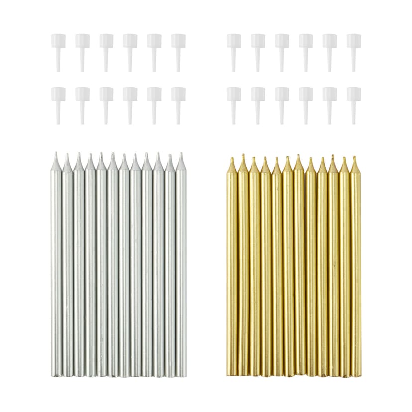 12 Pack Tall Gold Look & Silver Candles - Kmart