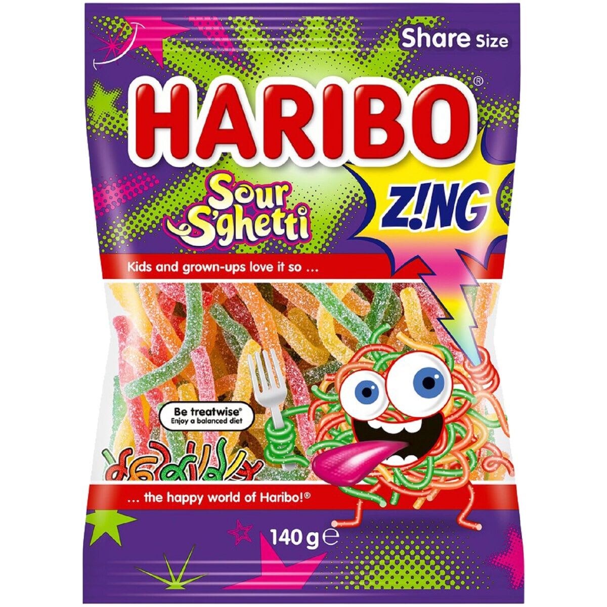 Haribo Sour S'ghetti Zing 140g - Kmart