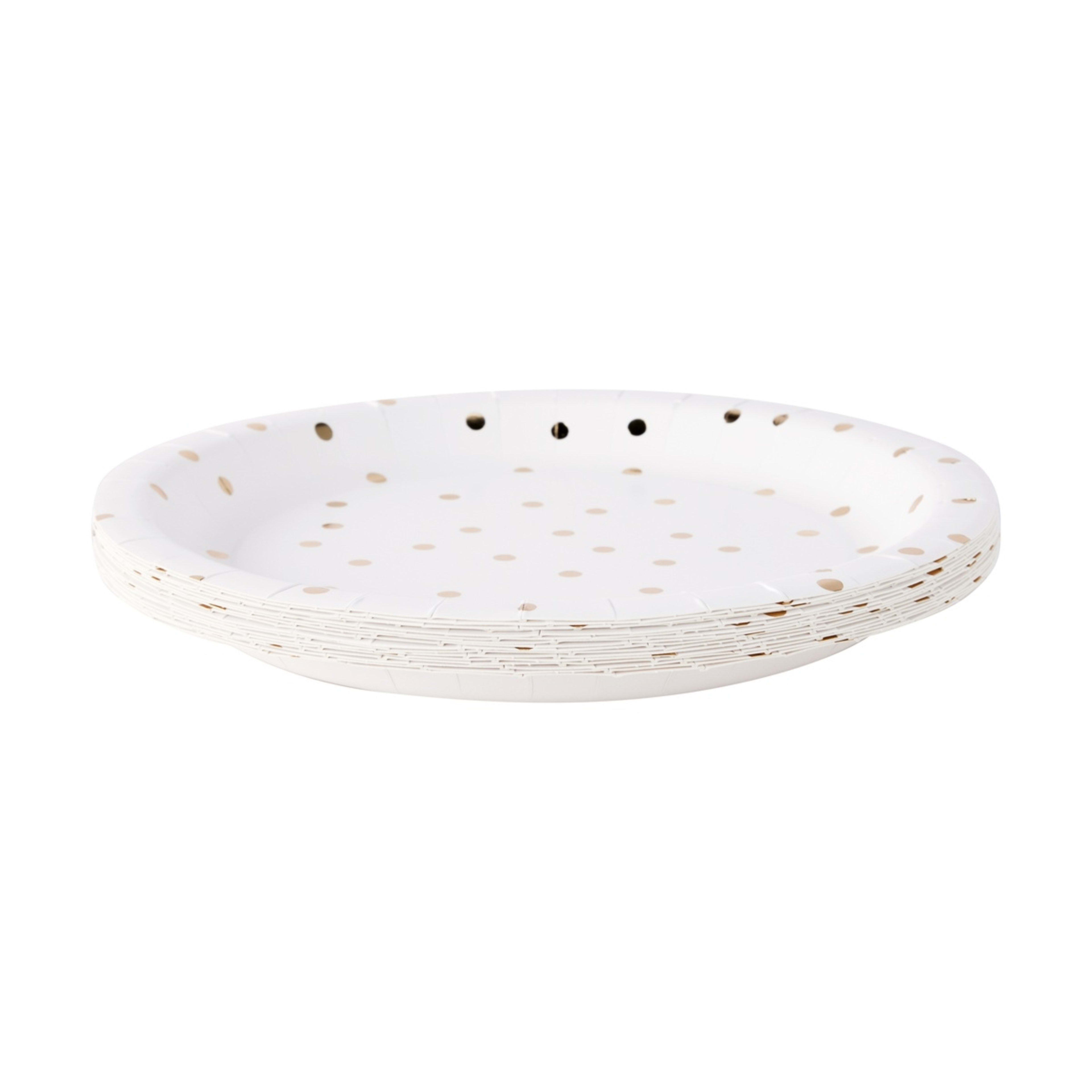 16 Piece Gold Foil Dot Paper Plates - Kmart