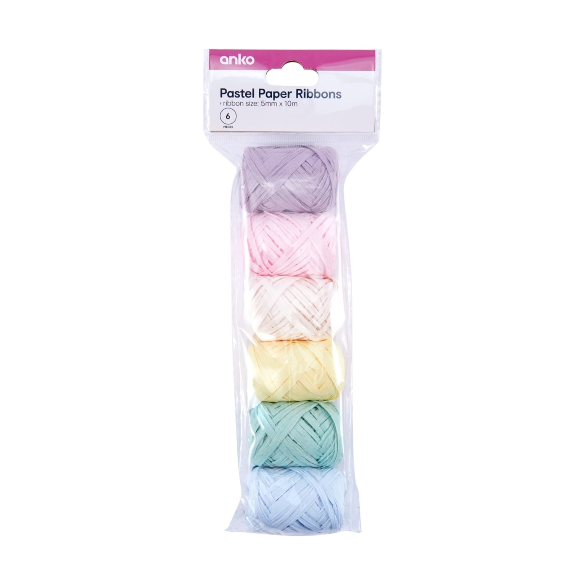 6 Piece Paper Ribbons - Pastel - Kmart