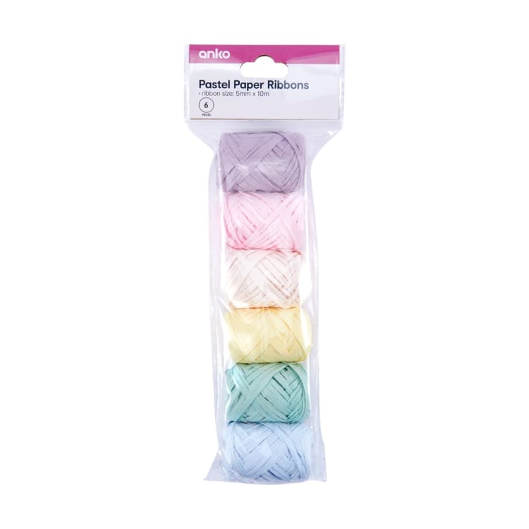 6 Piece Paper Ribbons - Pastel - Kmart