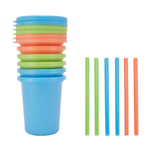 6 Pack Reusable Cups with Straws - Kmart
