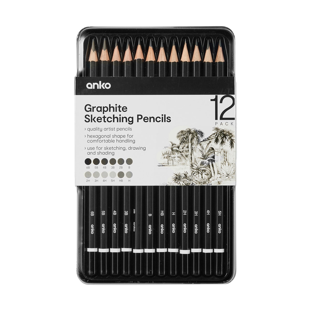 12 Pack Sketching Pencils - Kmart NZ