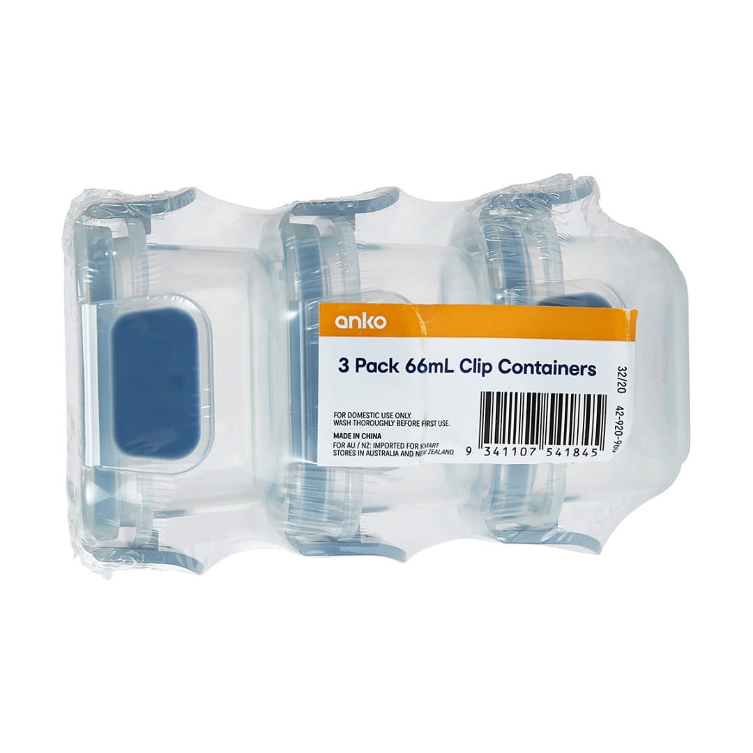 3 Pack 66ml Clip Containers - Kmart