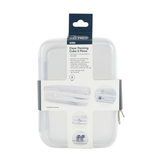 2 Pack Clear Packing Cubes - White - Kmart