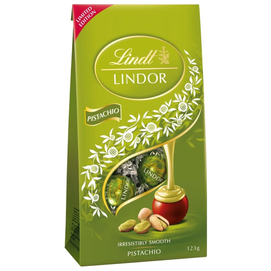 Lindt LINDOR Pistachio Milk Chocolate Bag 123g - Kmart