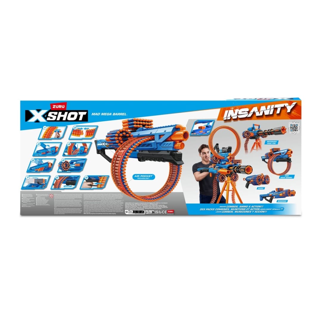 Zuru X-Shot Insanity Mad Mega Barrel Blaster 72 Darts - Kmart NZ