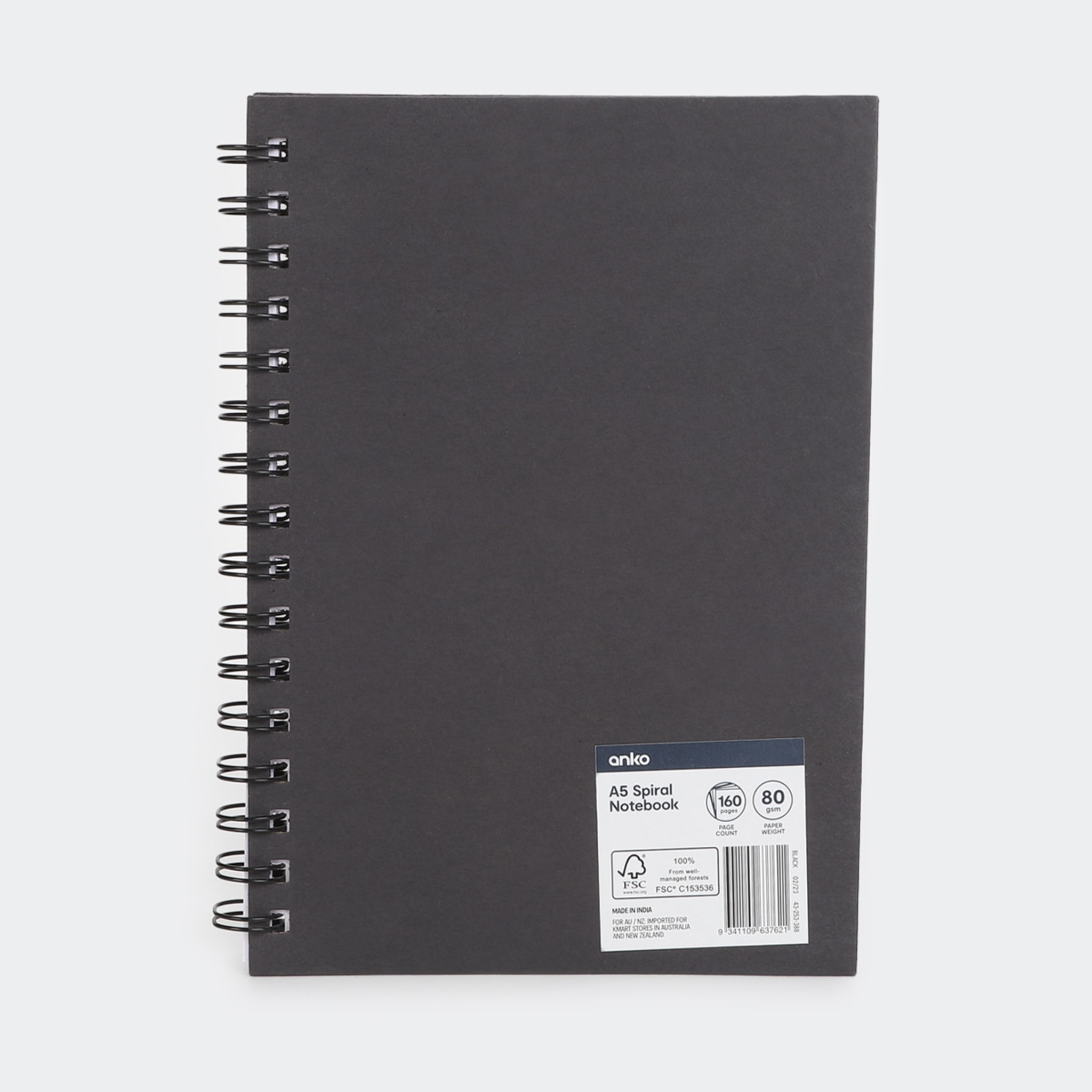 A5 Spiral Notebook - Black - Kmart