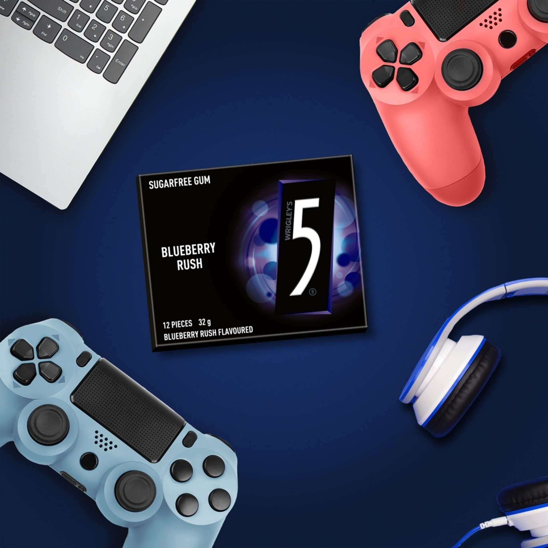 12 Piece Wrigley's 5 Gum Blueberry Rush Sugar Free Chewing Gum 32g - Kmart