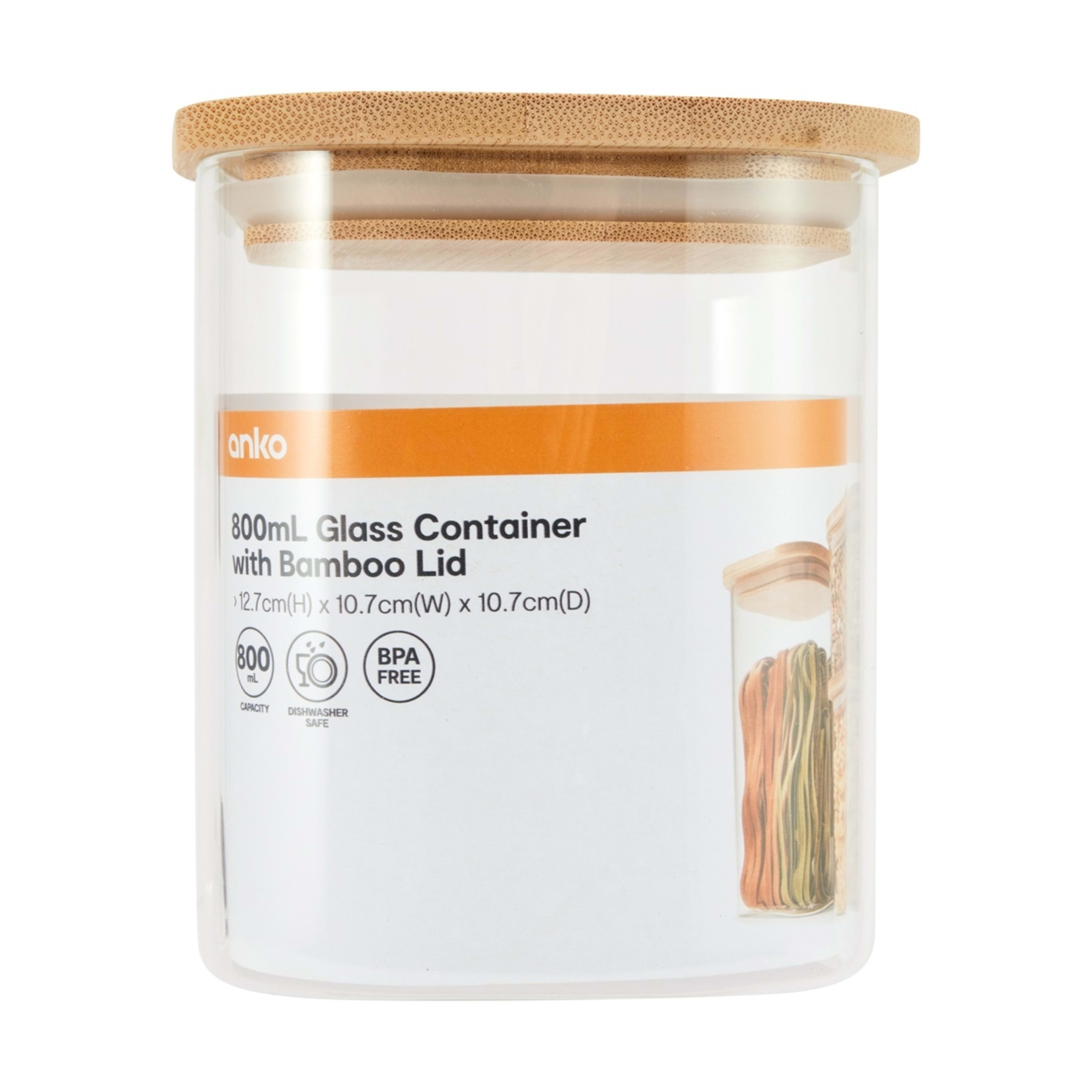 800ml Glass Container with Bamboo Lid - Kmart