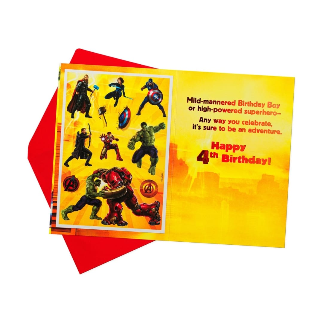 Hallmark Marvel Avengers Birthday Card - Age 4 - Kmart
