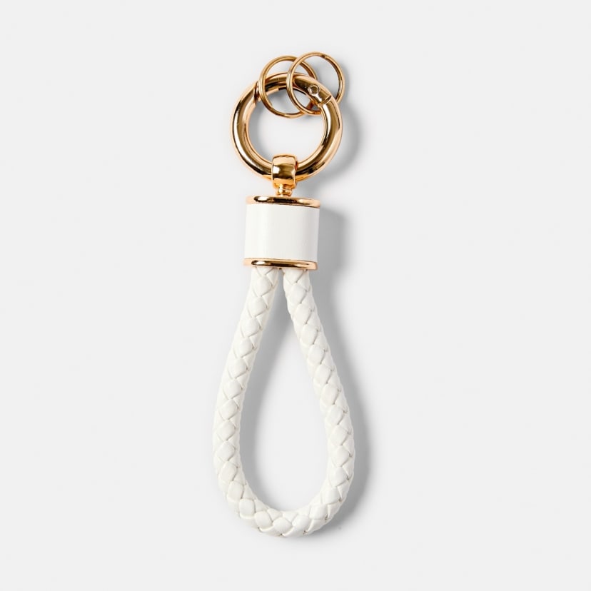 PU Loop Keyring - Gold Tone and White - Kmart