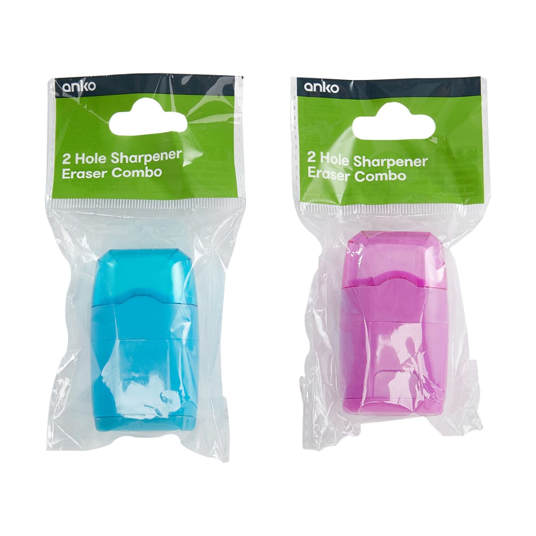 2 Hole Sharpener Eraser Combo - Assorted - Kmart