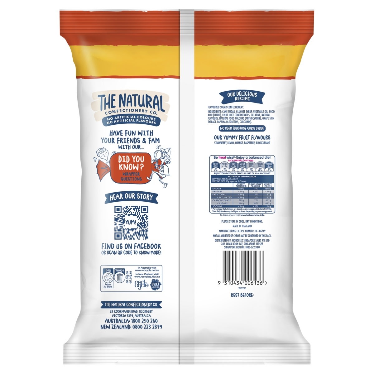 The Natural Confectionery Co. Fruity Chews 350g - Kmart