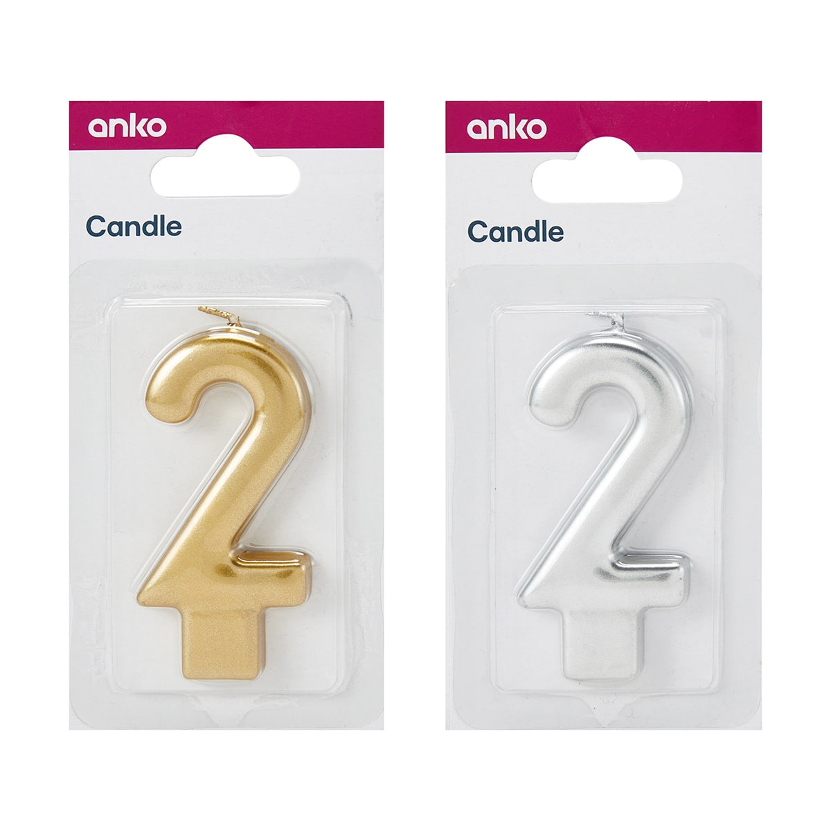 Metallic Candle Number 2 - Assorted - Kmart