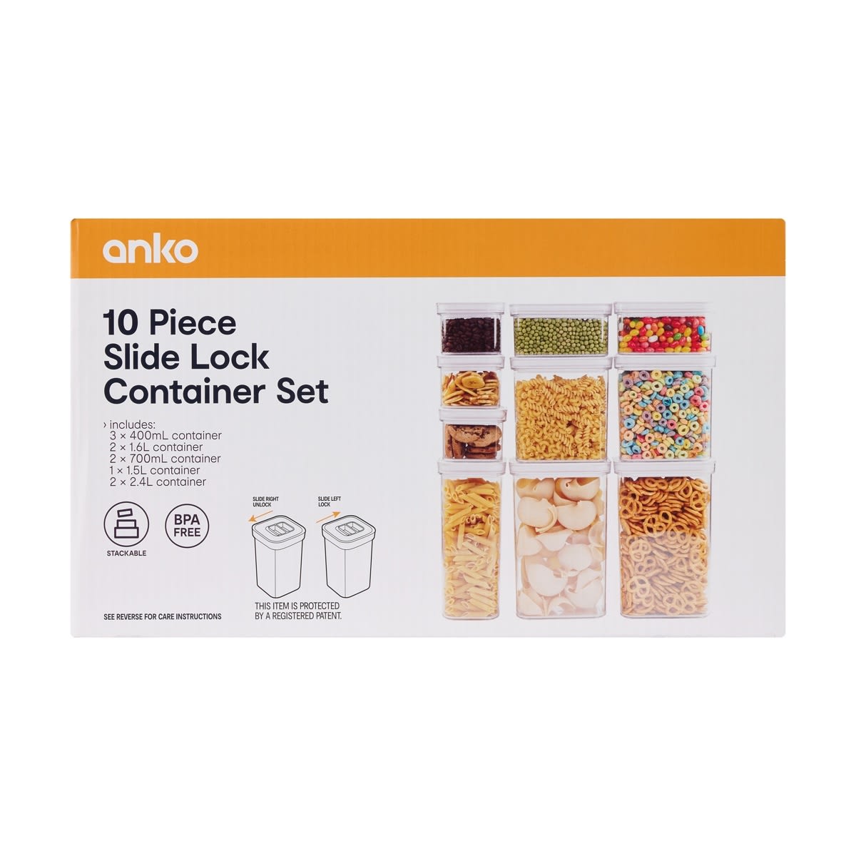 10 Piece Slide Lock Container Set - Kmart