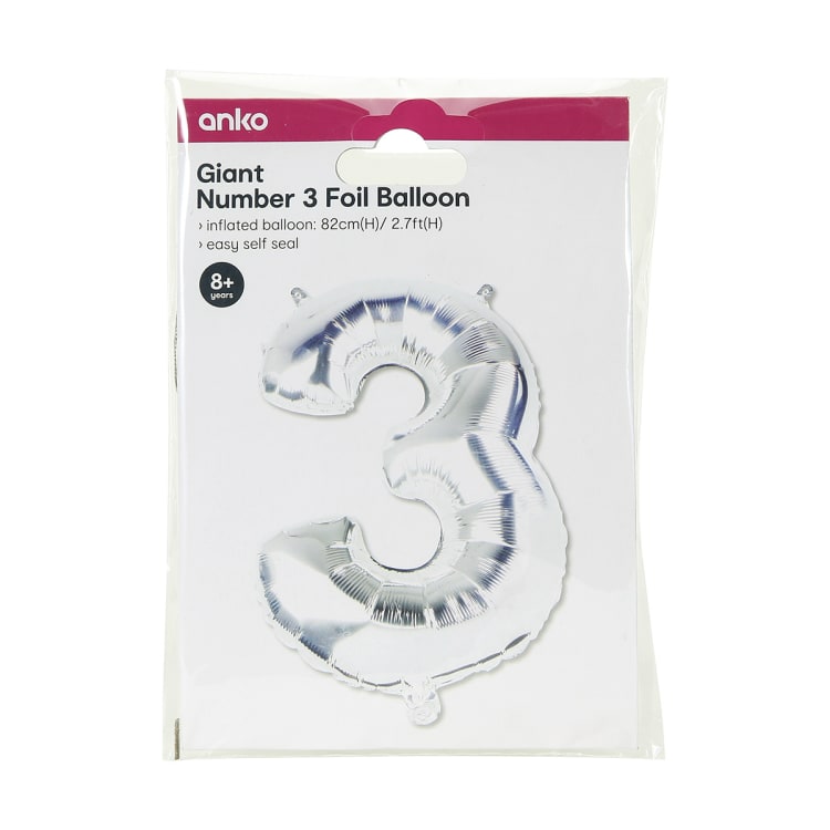 Giant Number 3 Foil Balloon - Kmart