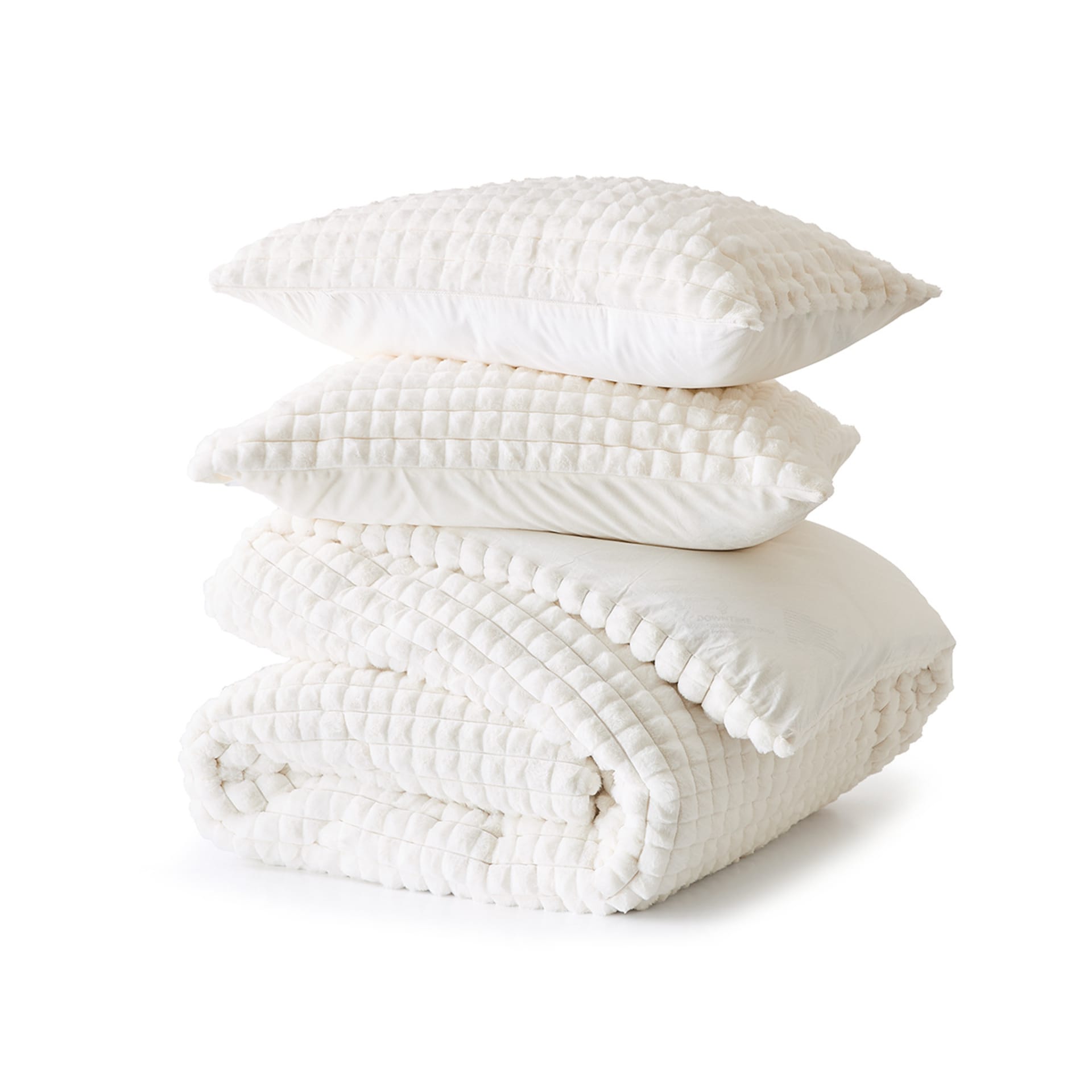 Micro Check Quilt Cover Set - Double Bed, White - Kmart