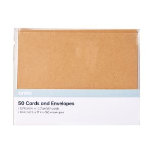 50 Pack Cards with Envelopes - Kraft - Kmart