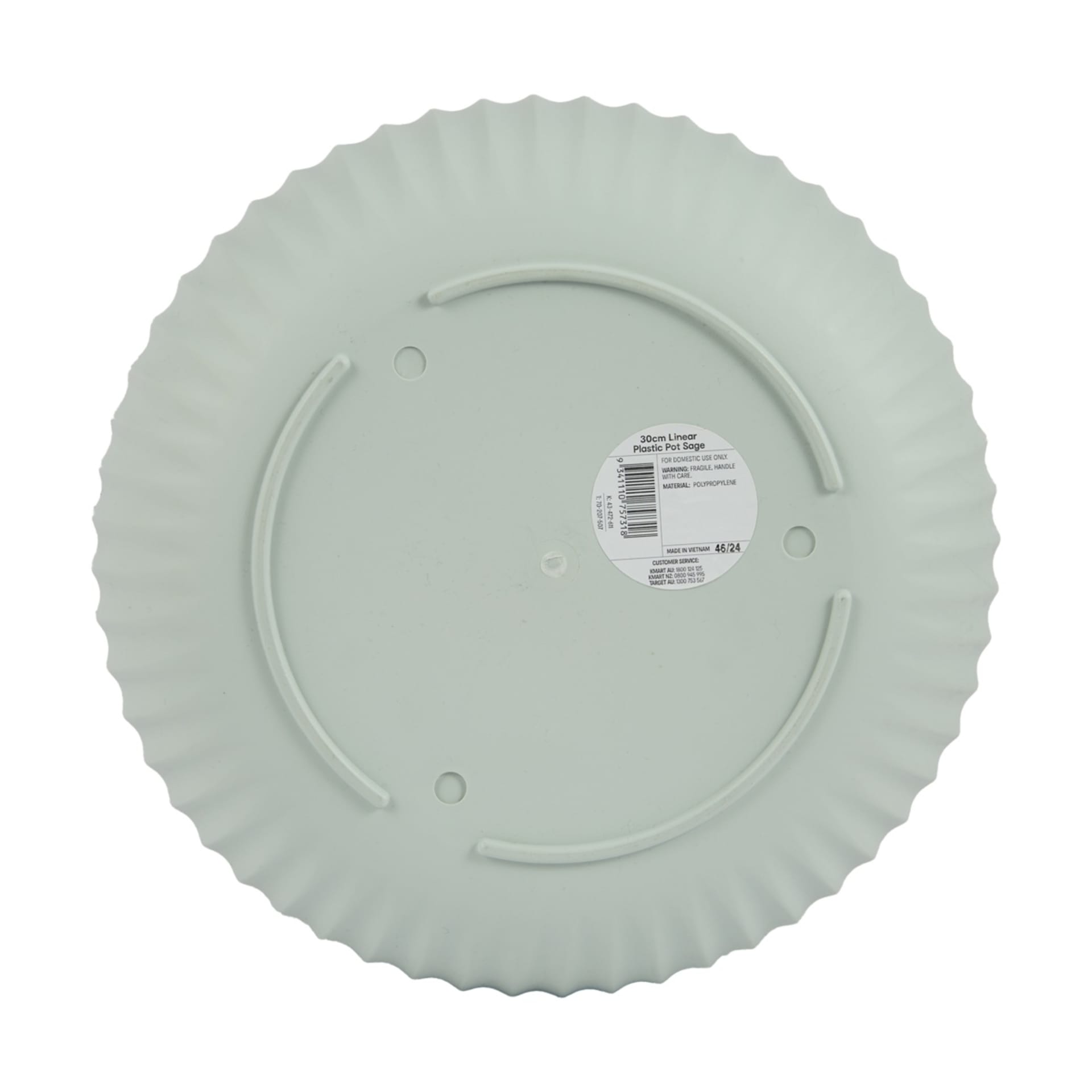 30cm Linear Plastic Pot - Sage - Kmart