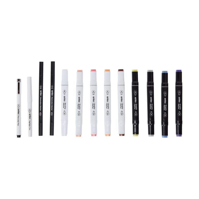 13 Pack Manga Drawing Set - Pink - Kmart
