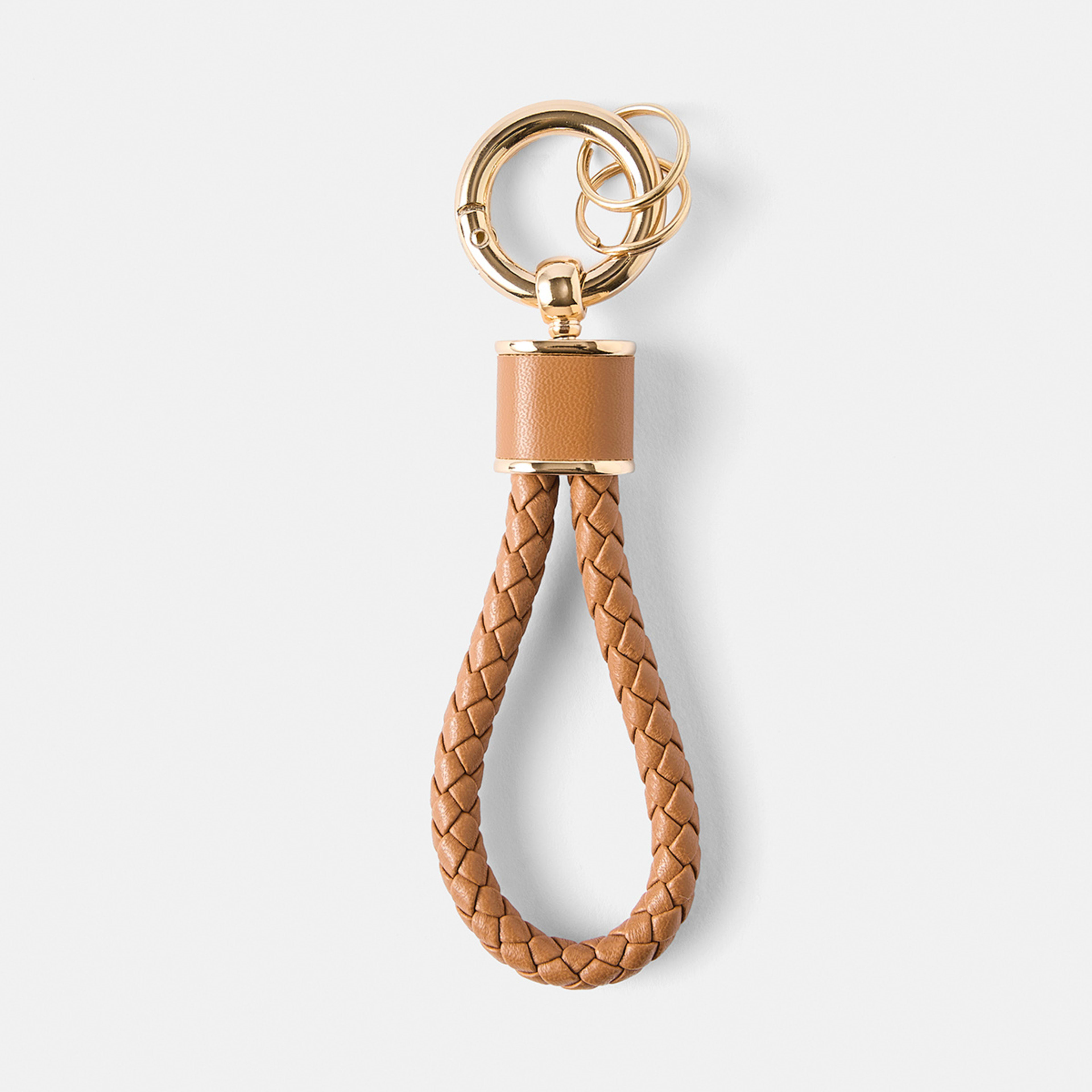 PU Loop Keyring - Gold Tone and Tan - Kmart