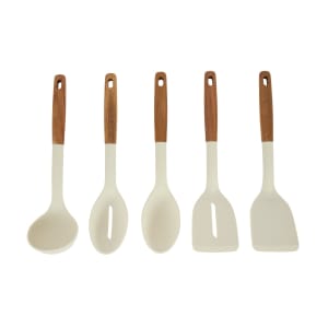 Set of 5 Silicone Utensils with Acacia Handles - Kmart