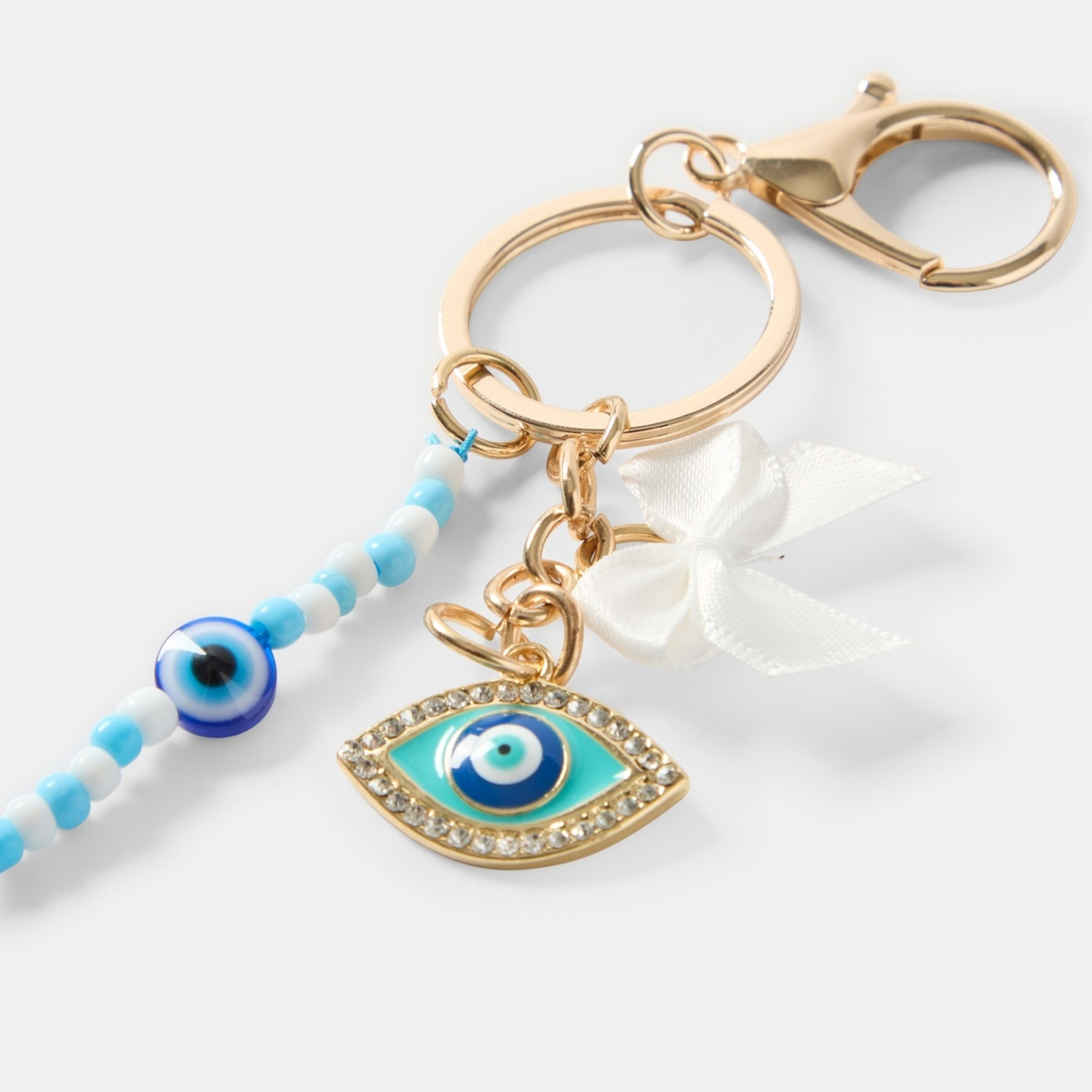 Evil Eye Charm Keyring - Gold Tone, Blue and White - Kmart