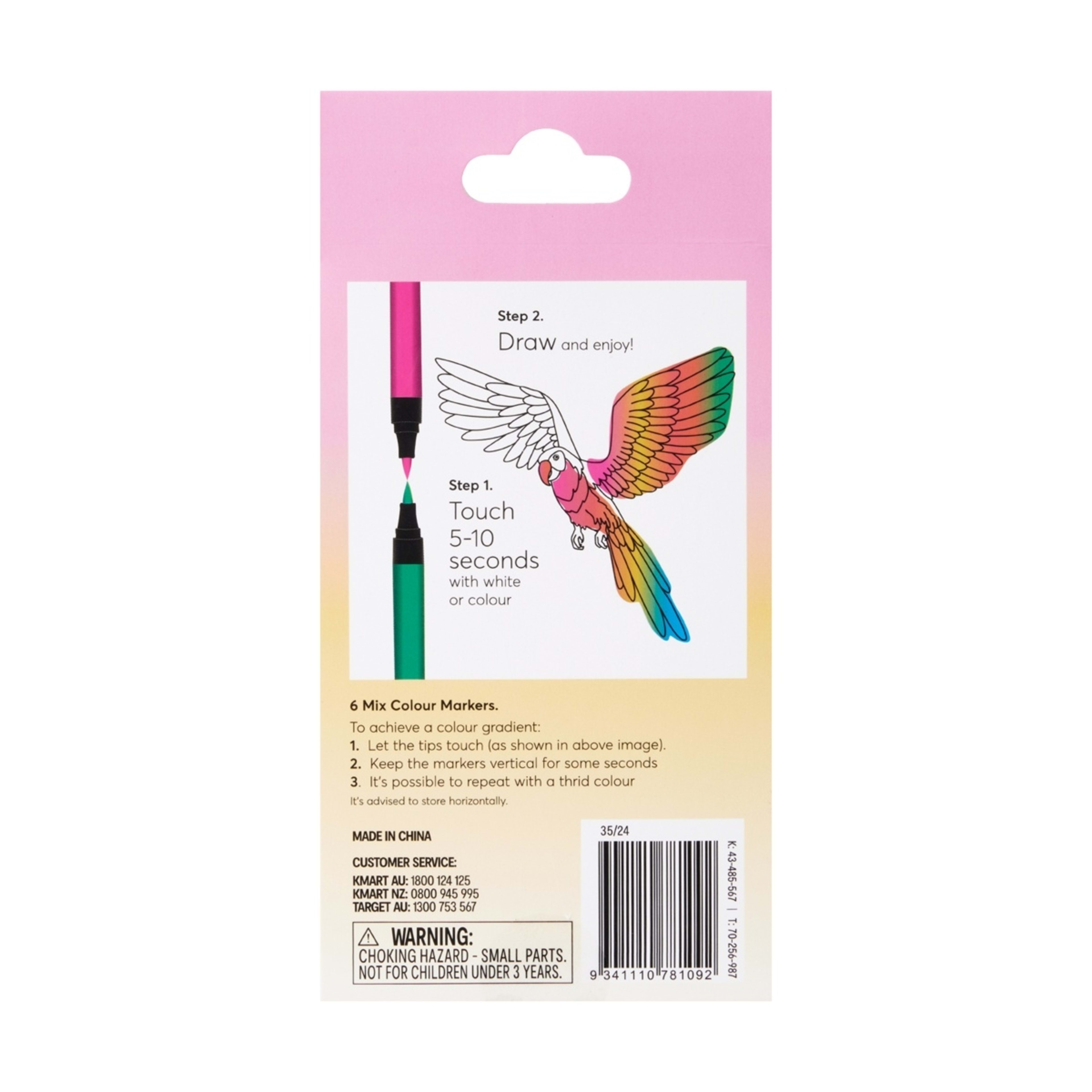 6 Pack Mix Colour Markers - Brights - Kmart