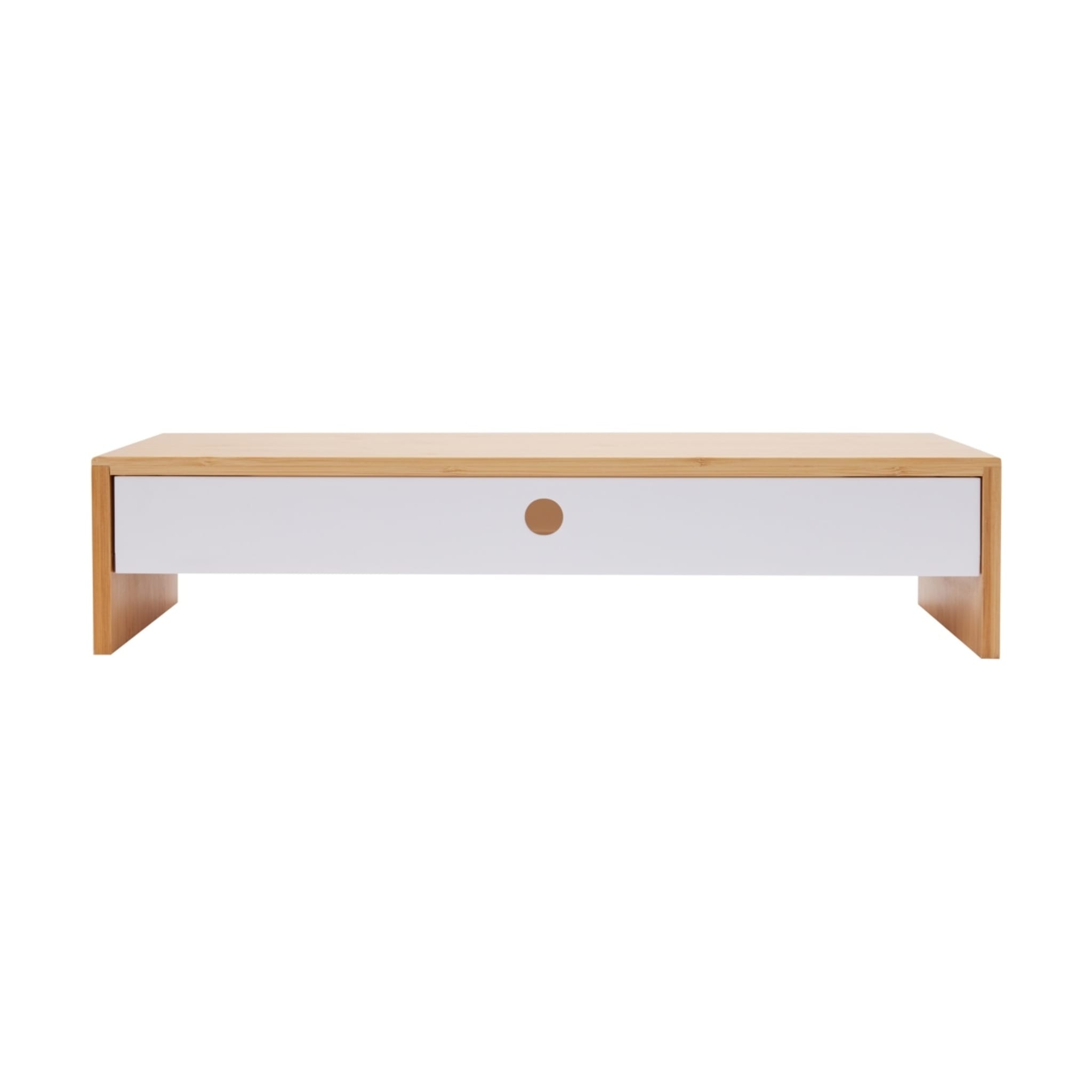 Bamboo and Plastic Monitor Stand with Drawer - White - Kmart