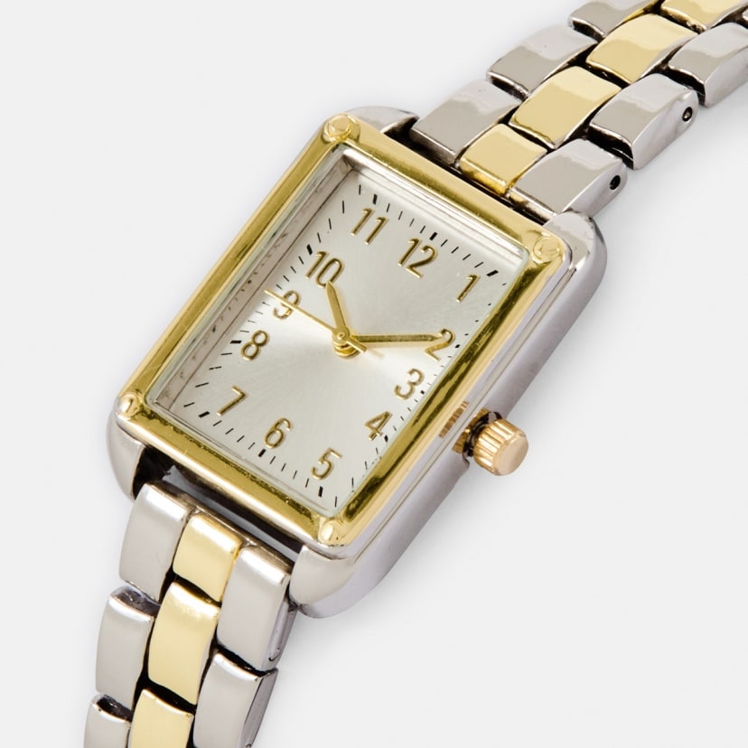 Womens Two Tone Square Watch - Silver Tone - Kmart