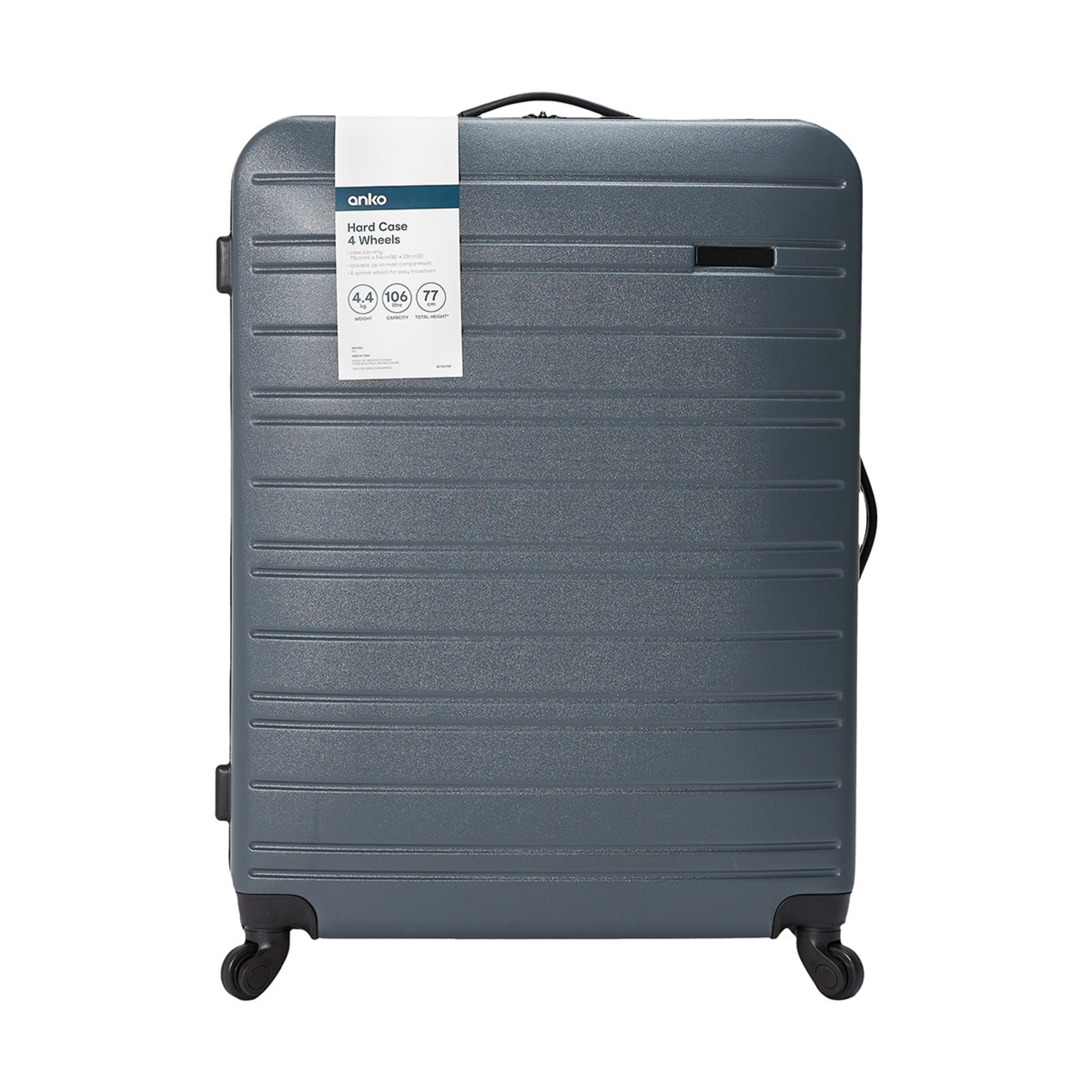 70cm 4 Wheel Hard Case - Charcoal - Kmart
