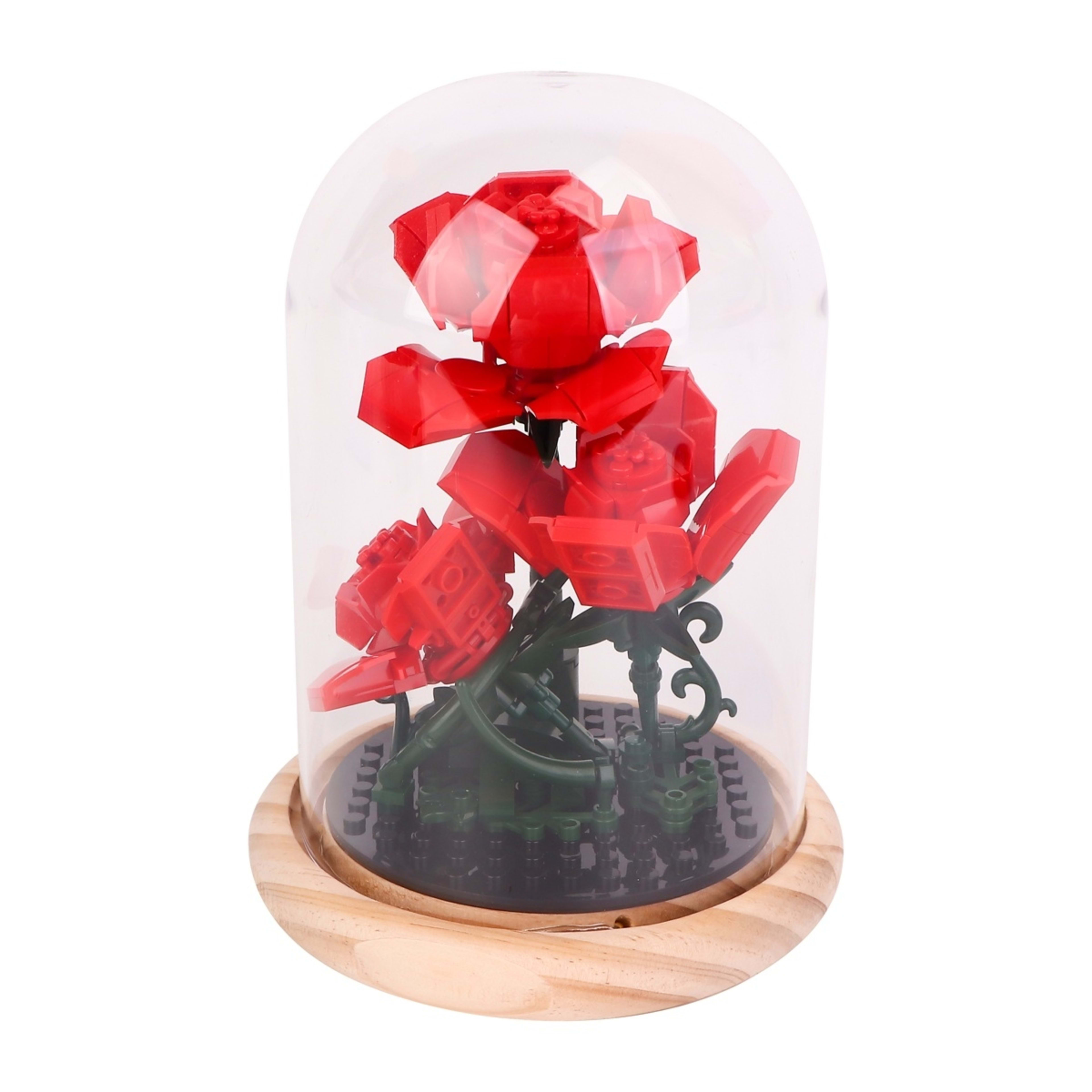 223 Piece Mini Blocks Flower Series: Light Up Rose in Dome - Kmart