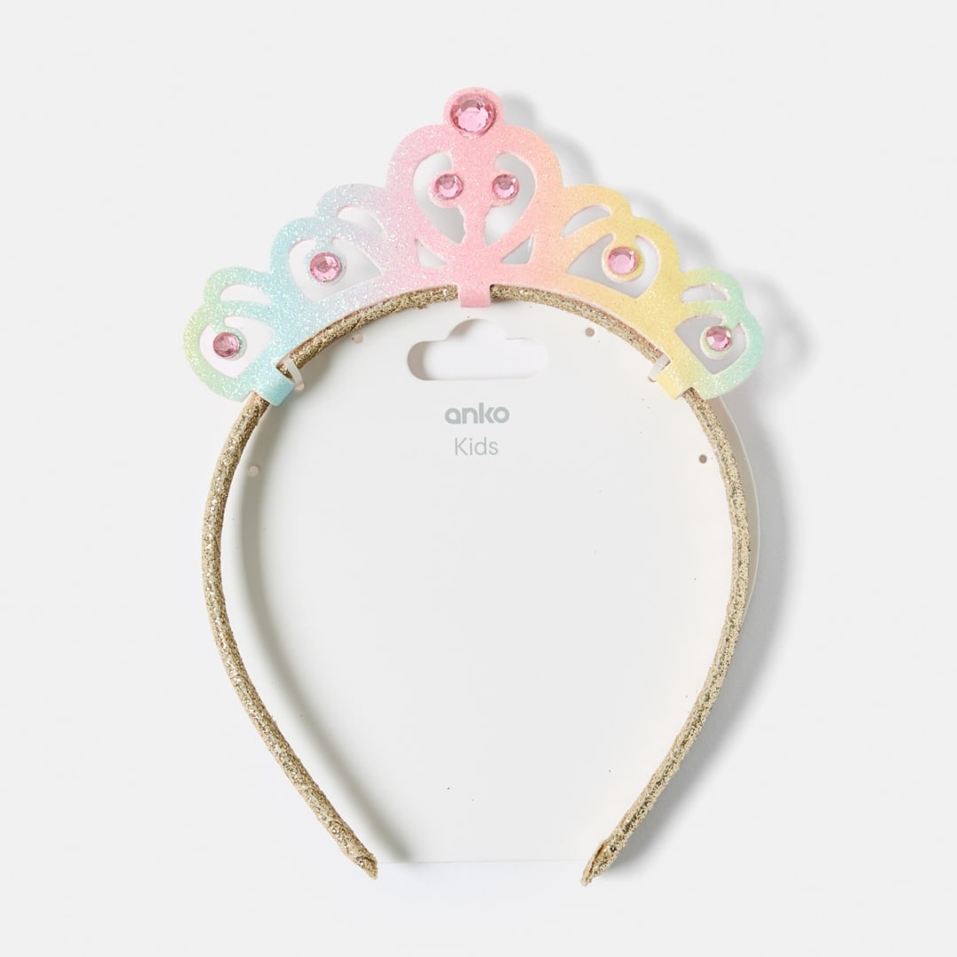 Rainbow Tiara Headband - Pink, Green, Yellow and Gold Tone - Kmart