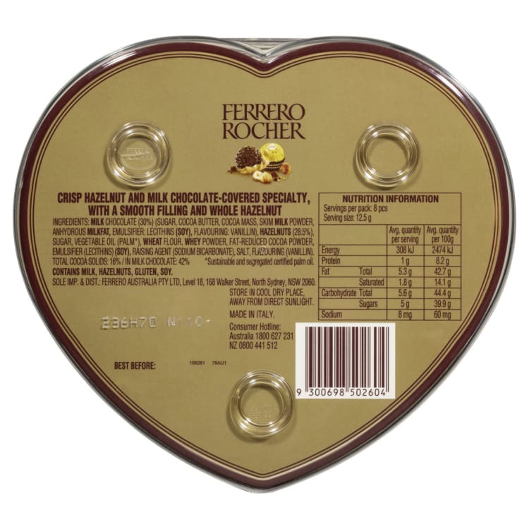 8 Piece Ferrero Rocher Gift Box Heart 100g - Kmart