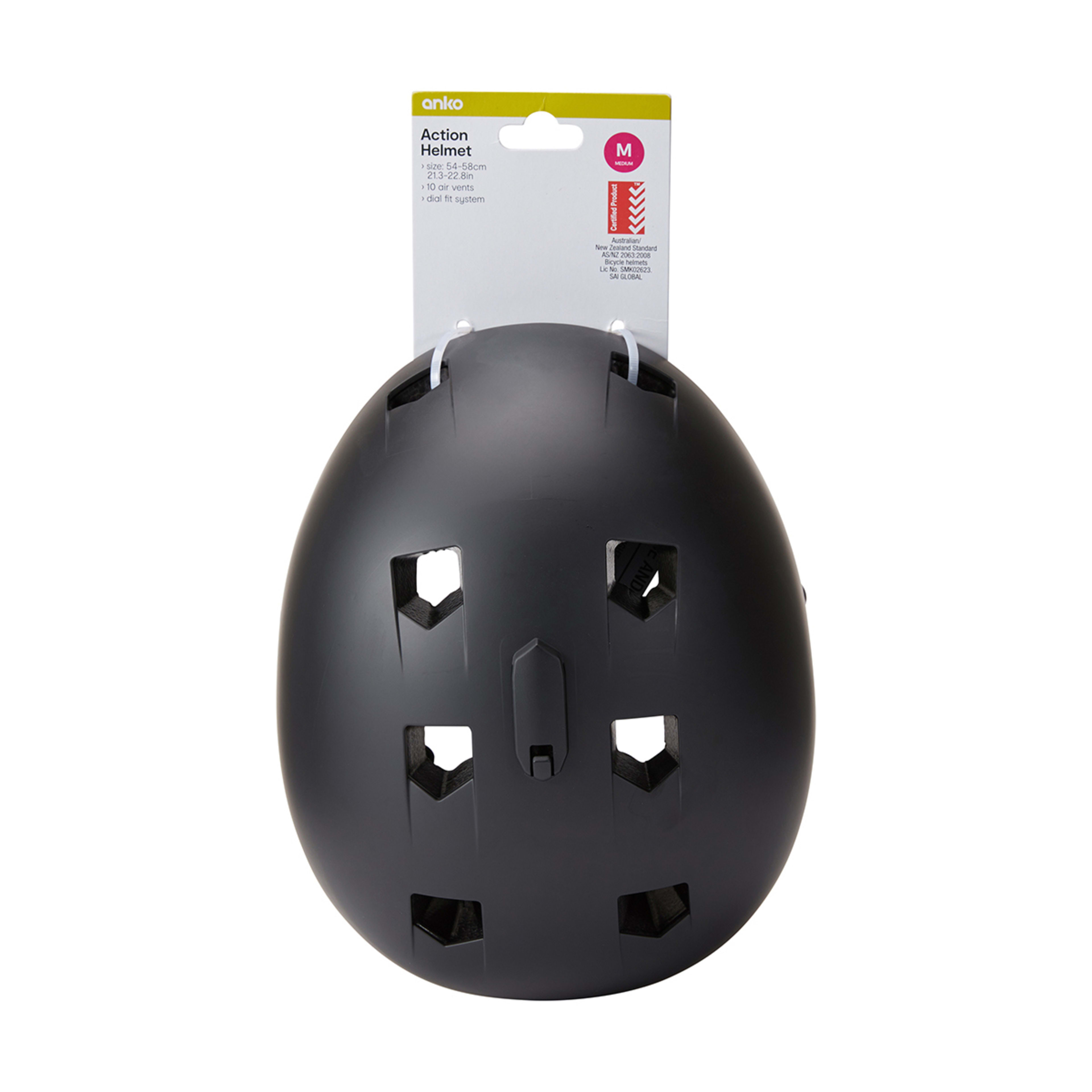 Action Helmet - Medium, Black - Kmart