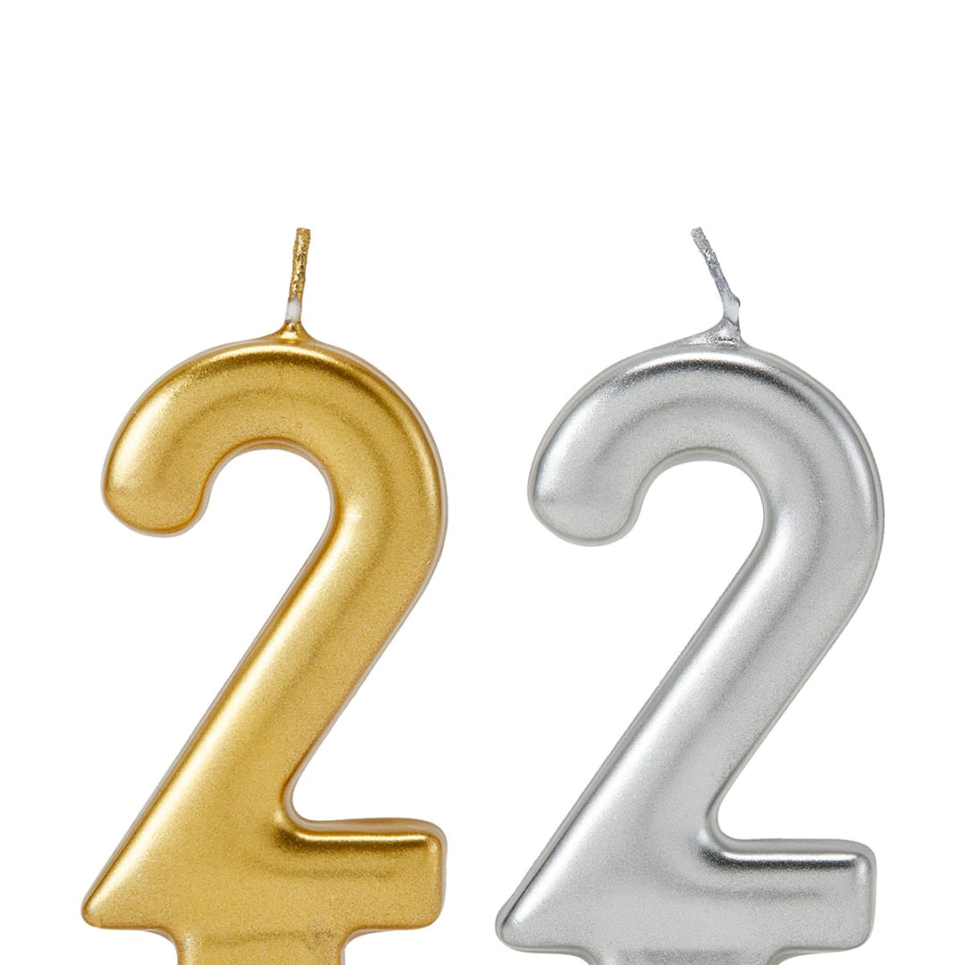 Metallic Candle Number 2 - Assorted - Kmart