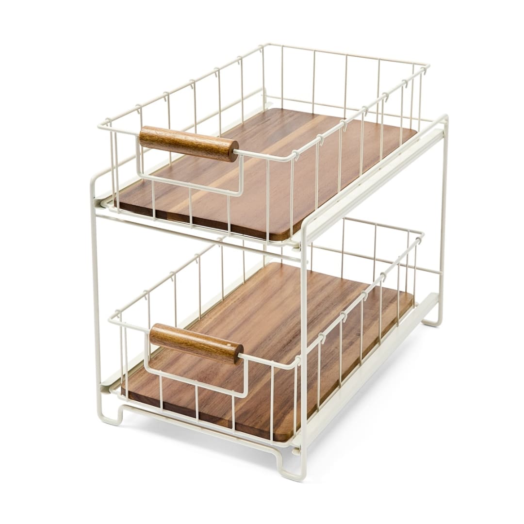 Off White and Acacia 2 Tier Drawers - Kmart