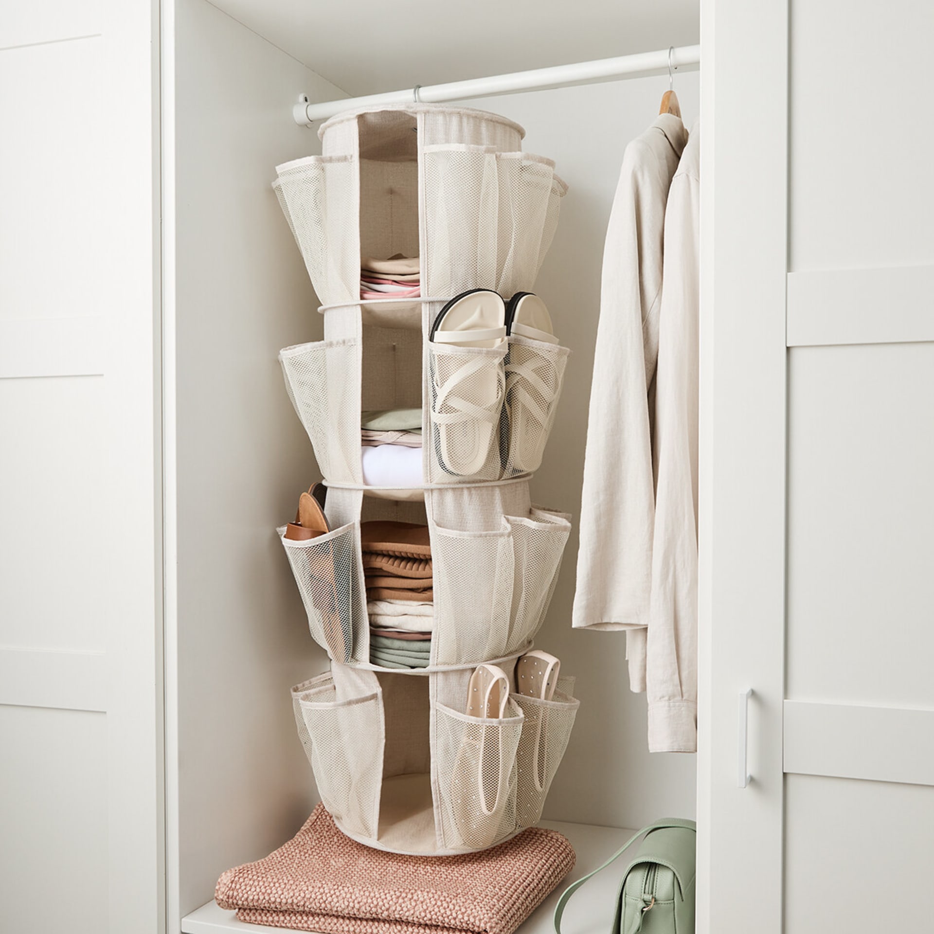 Linen Look Wardrobe Shoe Storage - Beige - Kmart