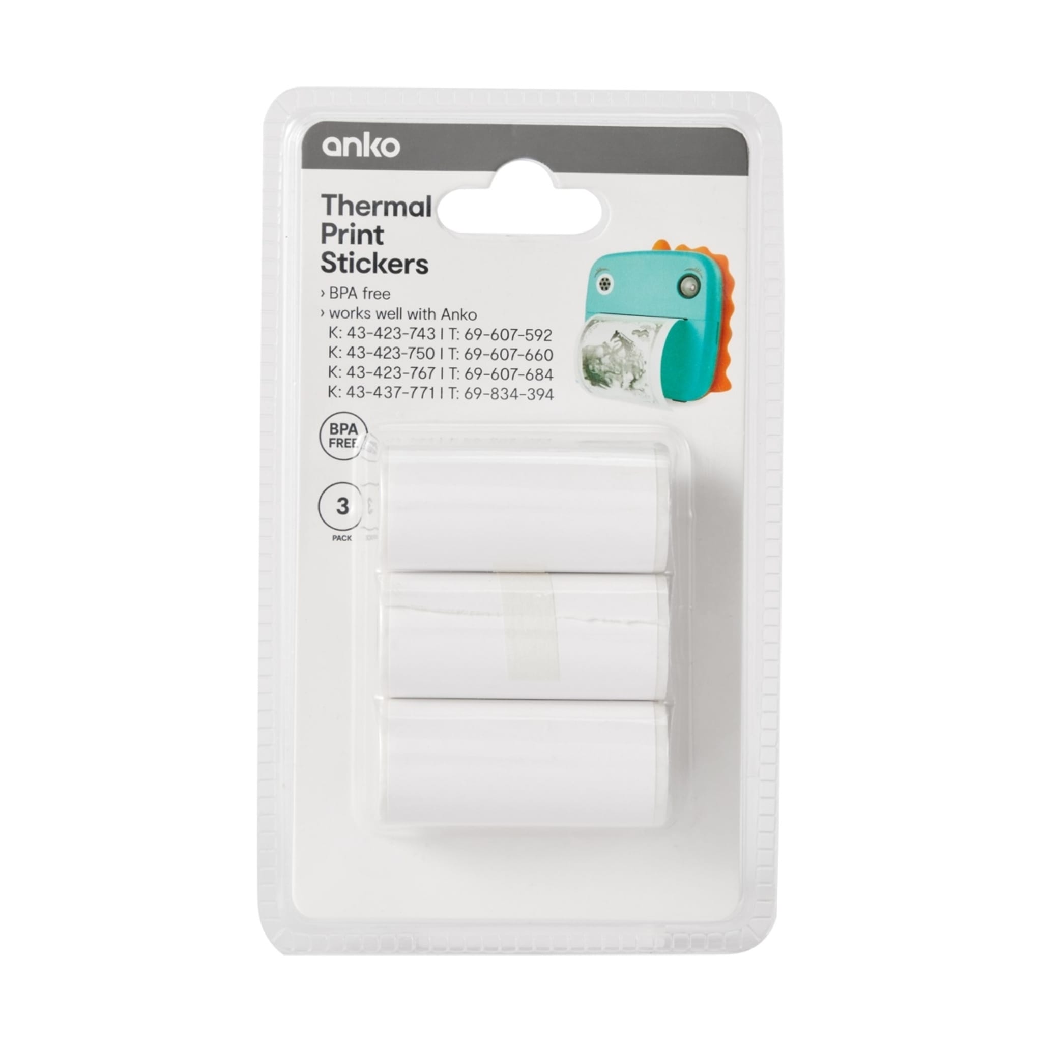 3 Pack Thermal Printer Sticker Rolls - Kmart NZ