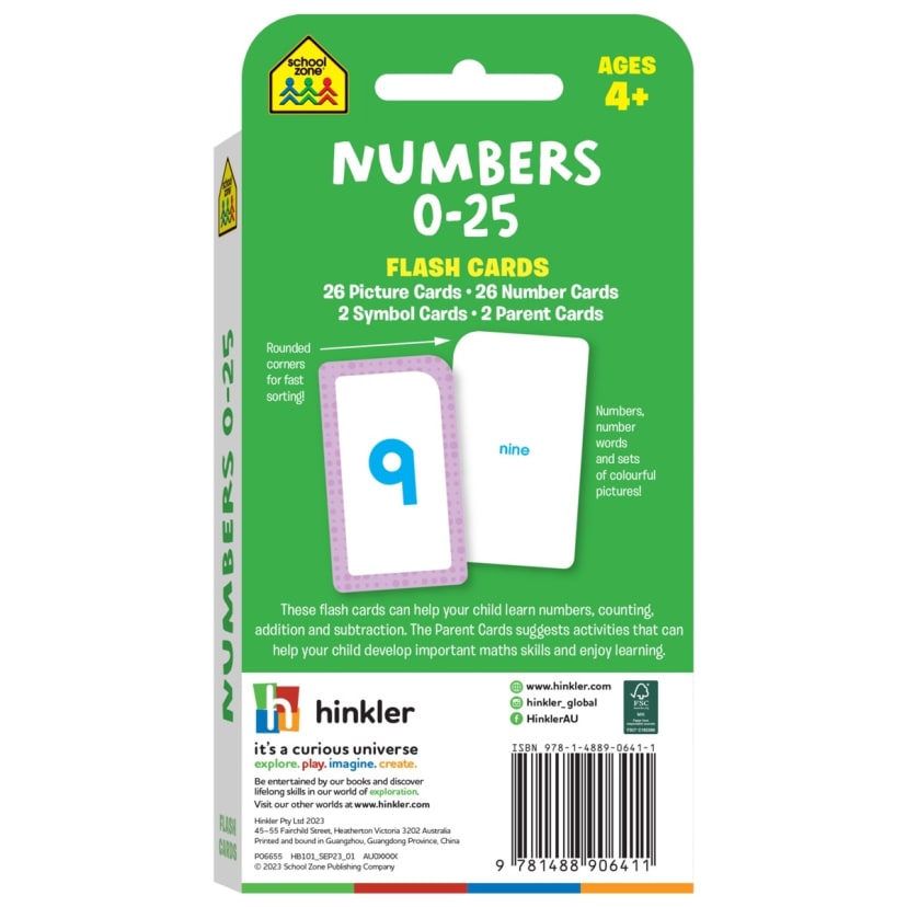 School Zone: Numbers 0-25 Flash Cards - Book - Kmart