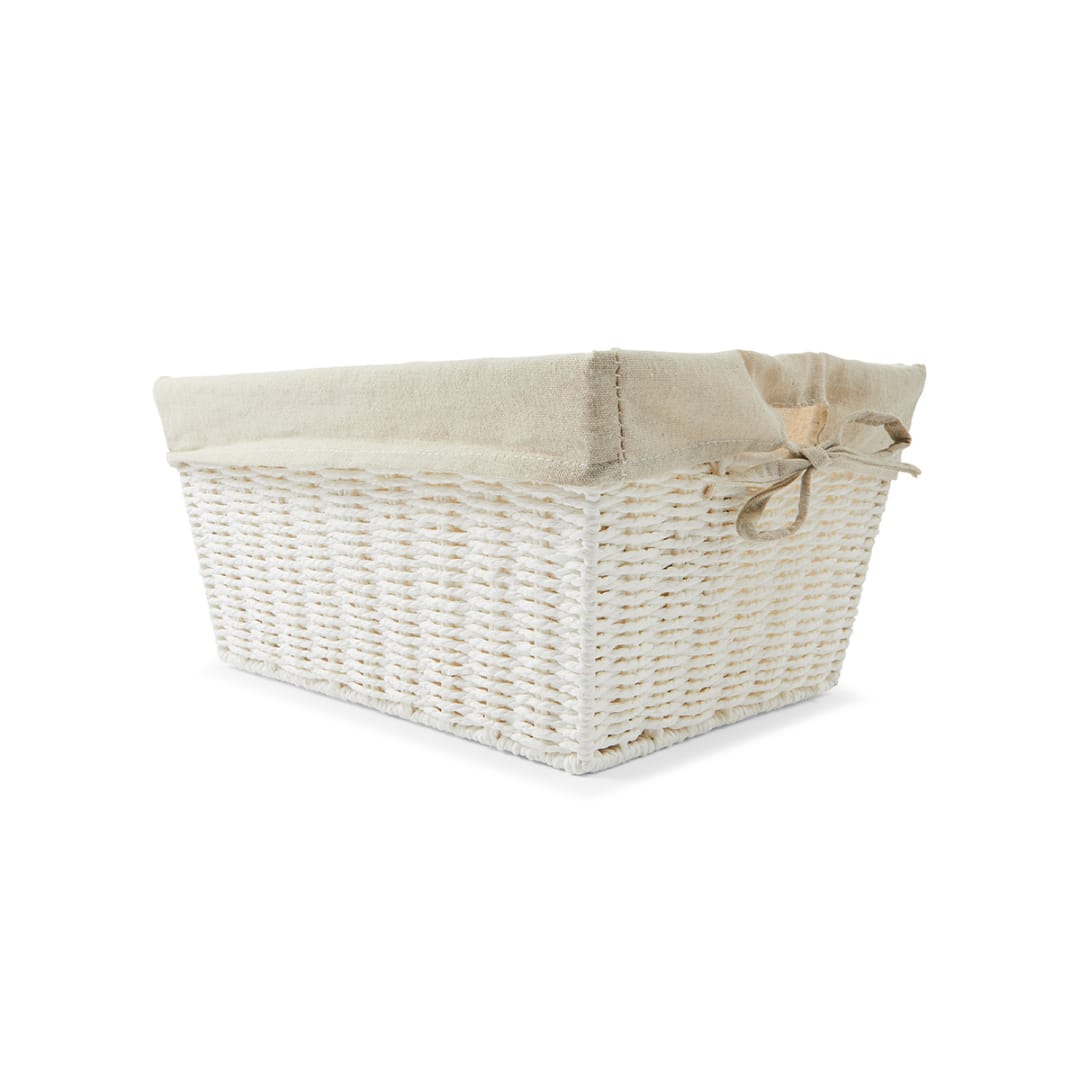 Square Paper Rope Basket with Liner - White - Kmart