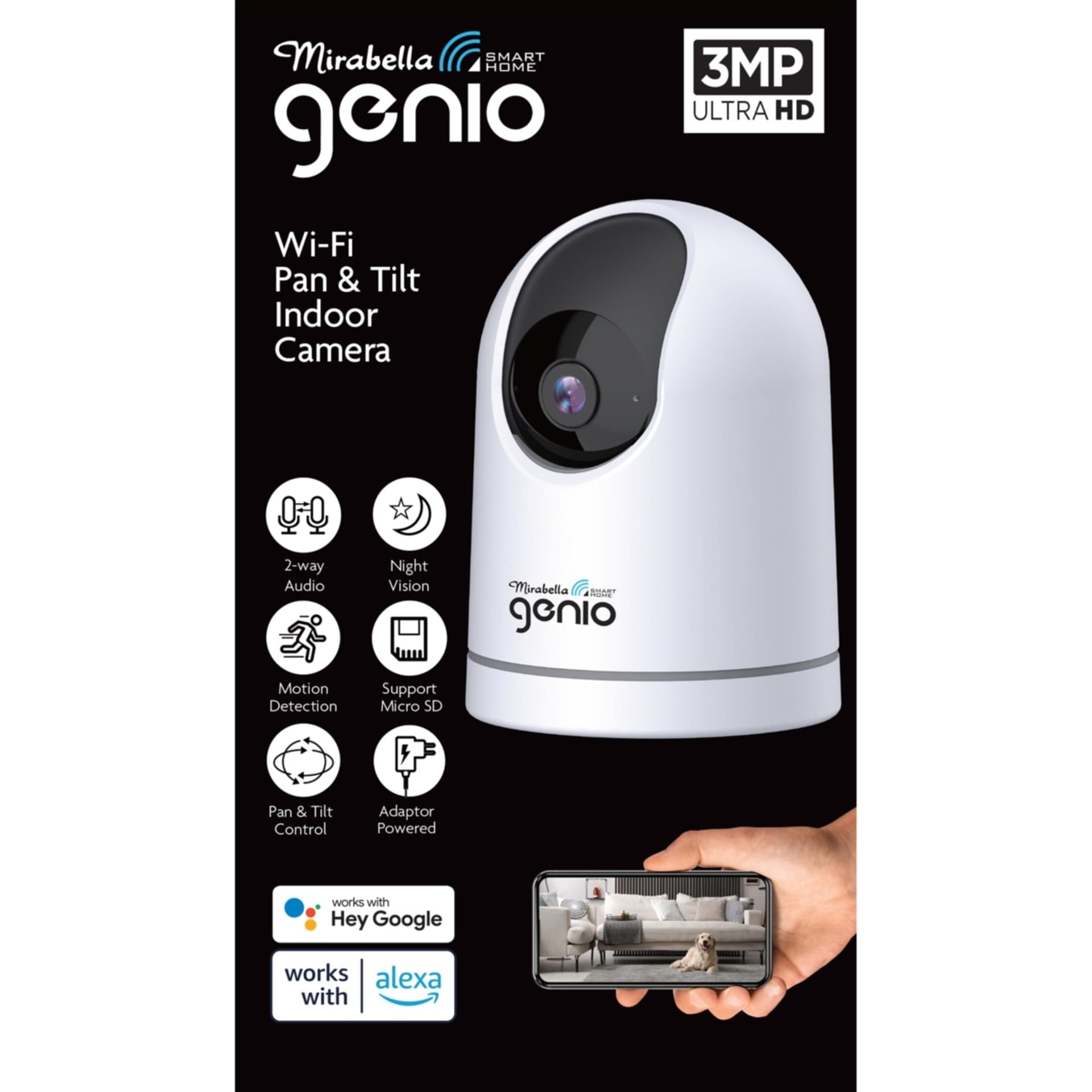 Mirabella Genio Wi-Fi 3MP Indoor Pan and Tilt Camera - Kmart