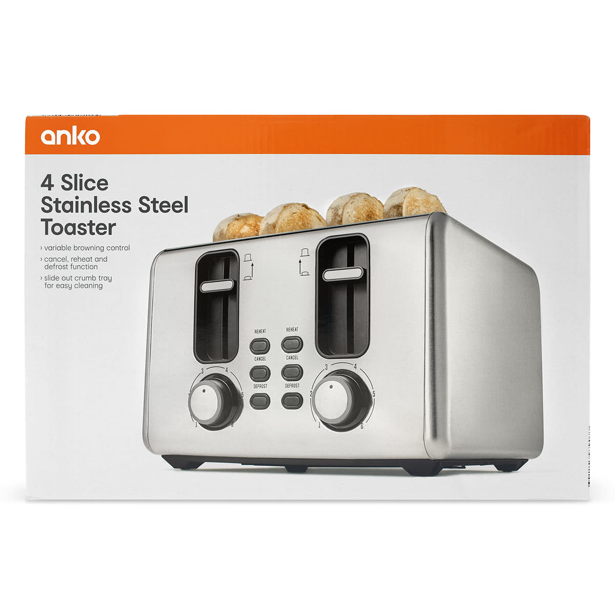 4 Slice Stainless Steel Toaster - Kmart