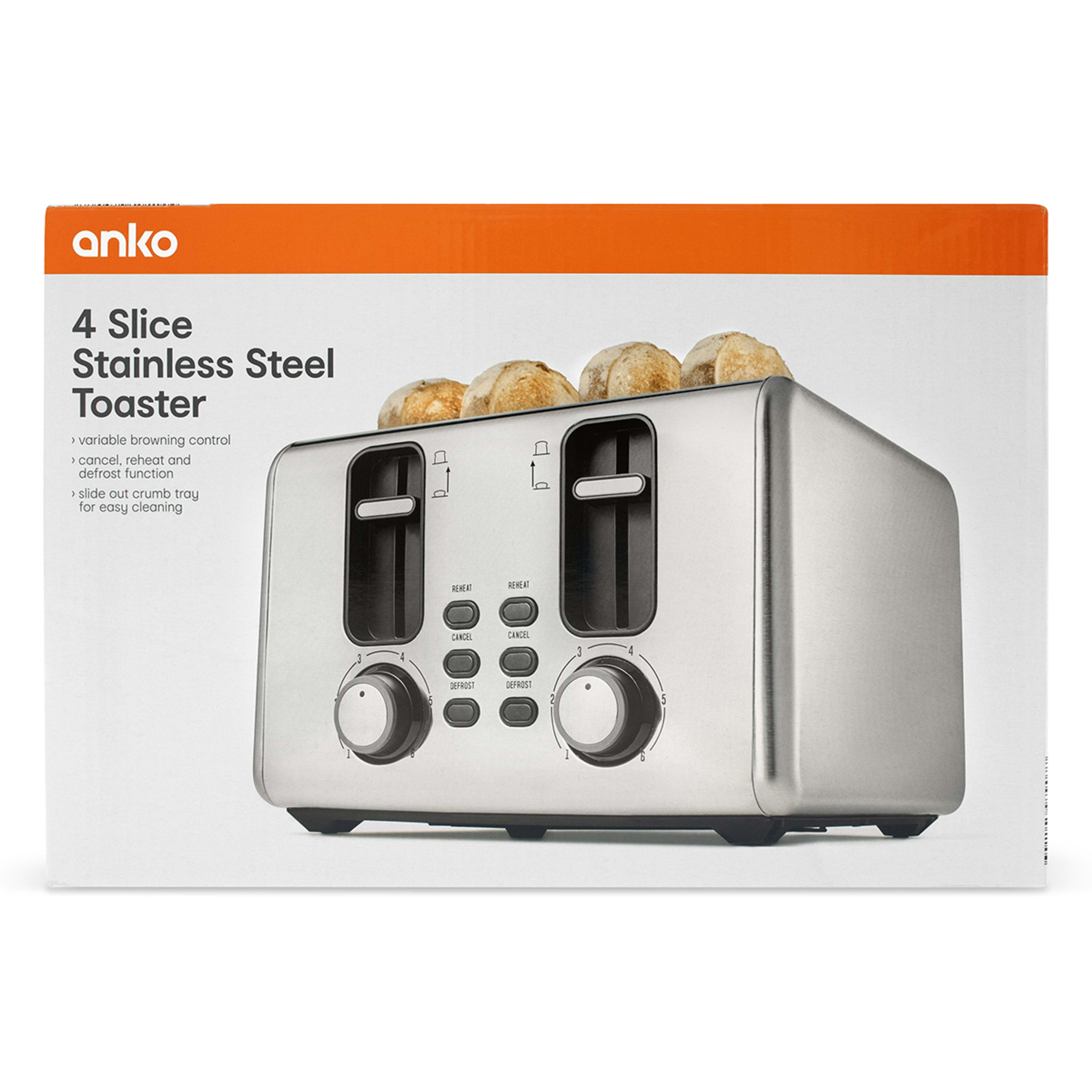 4 Slice Stainless Steel Toaster - Kmart