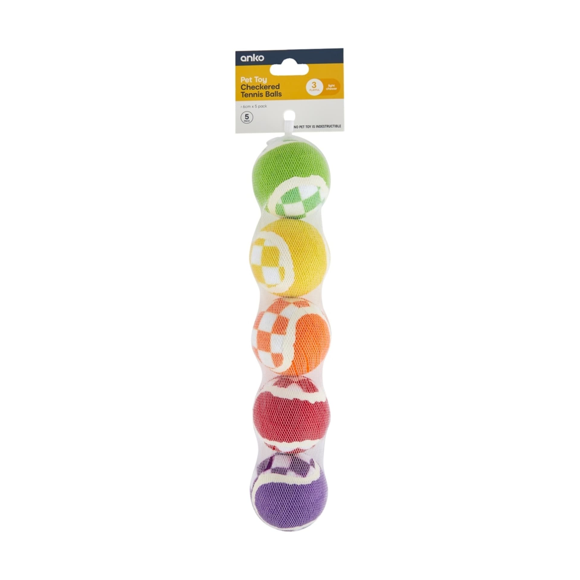 5 Pack Pet Toy Checkered Balls - Kmart NZ