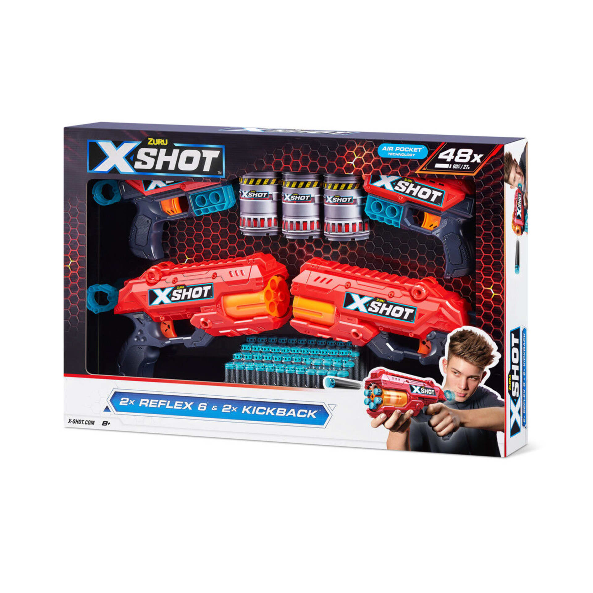Zuru X-Shot Excel Double Reflex 6 Blaster Double Kickback Blaster Combo ...